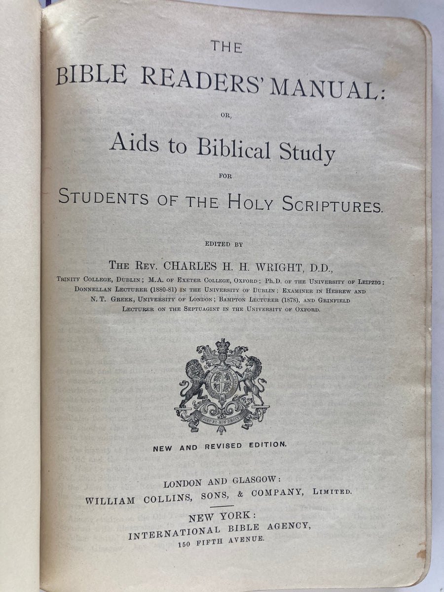 The Bible Readers Manual Edited by Rev Charles H H Wright – Golden Bowl ...