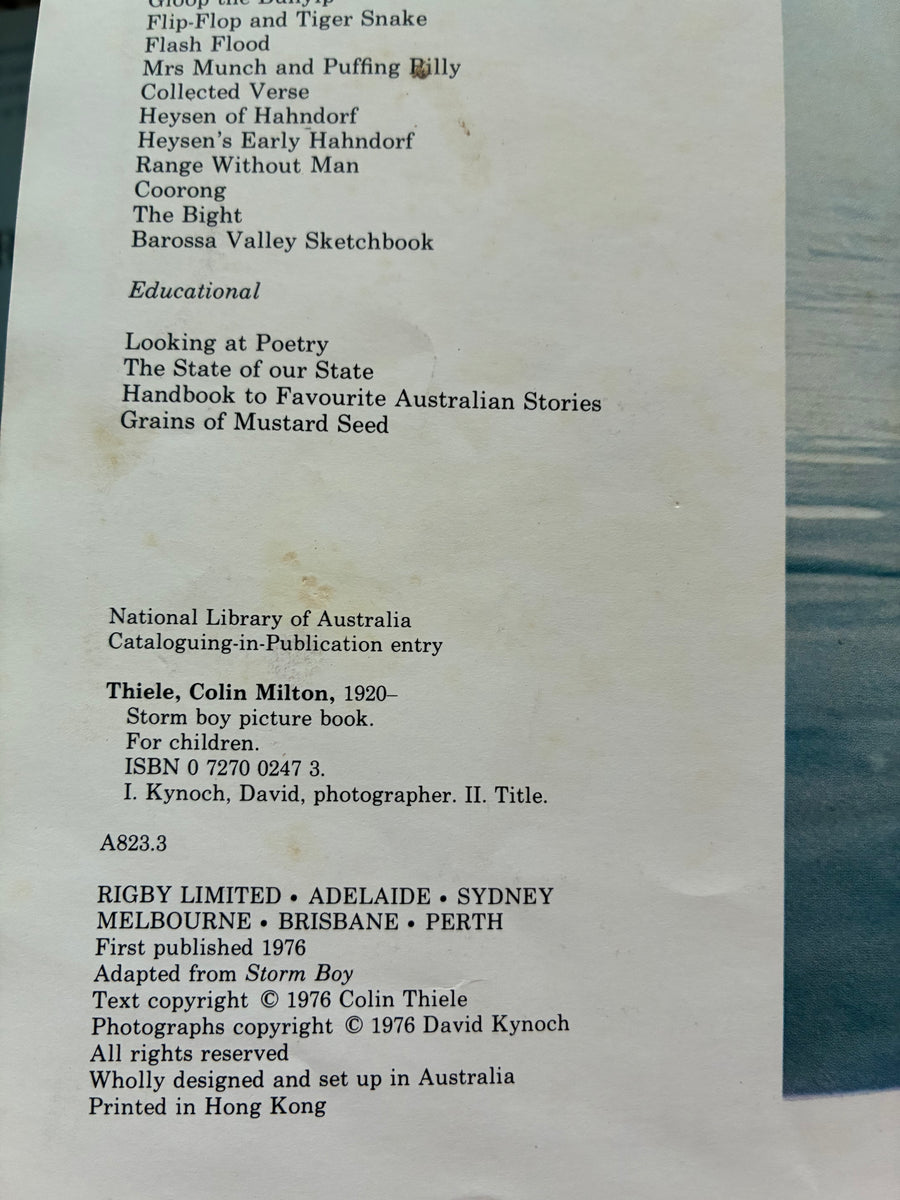 STORM BOY PICTURE BOOK. Colin Thiele – Golden Bowl Books. ABN 52945172945